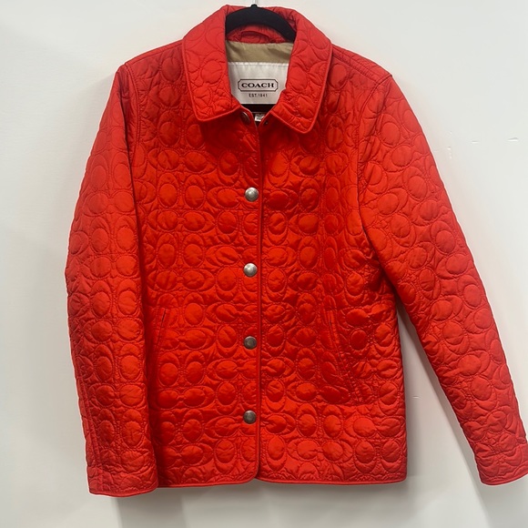 Coach | Jackets & Coats | Coach Light Quilted Jacket Orange Fall M ...